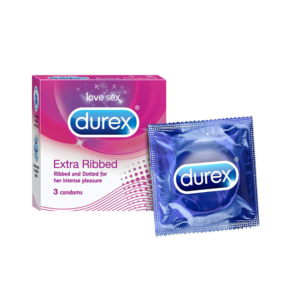 Durex Extra Ribbed Condoms - 3pcs – OHSOGO