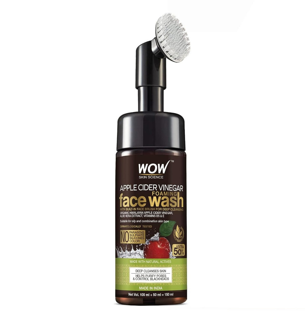 Buy Wow Skin Science Apple Cider Vinegar Face Wash with Brush (150ml ...